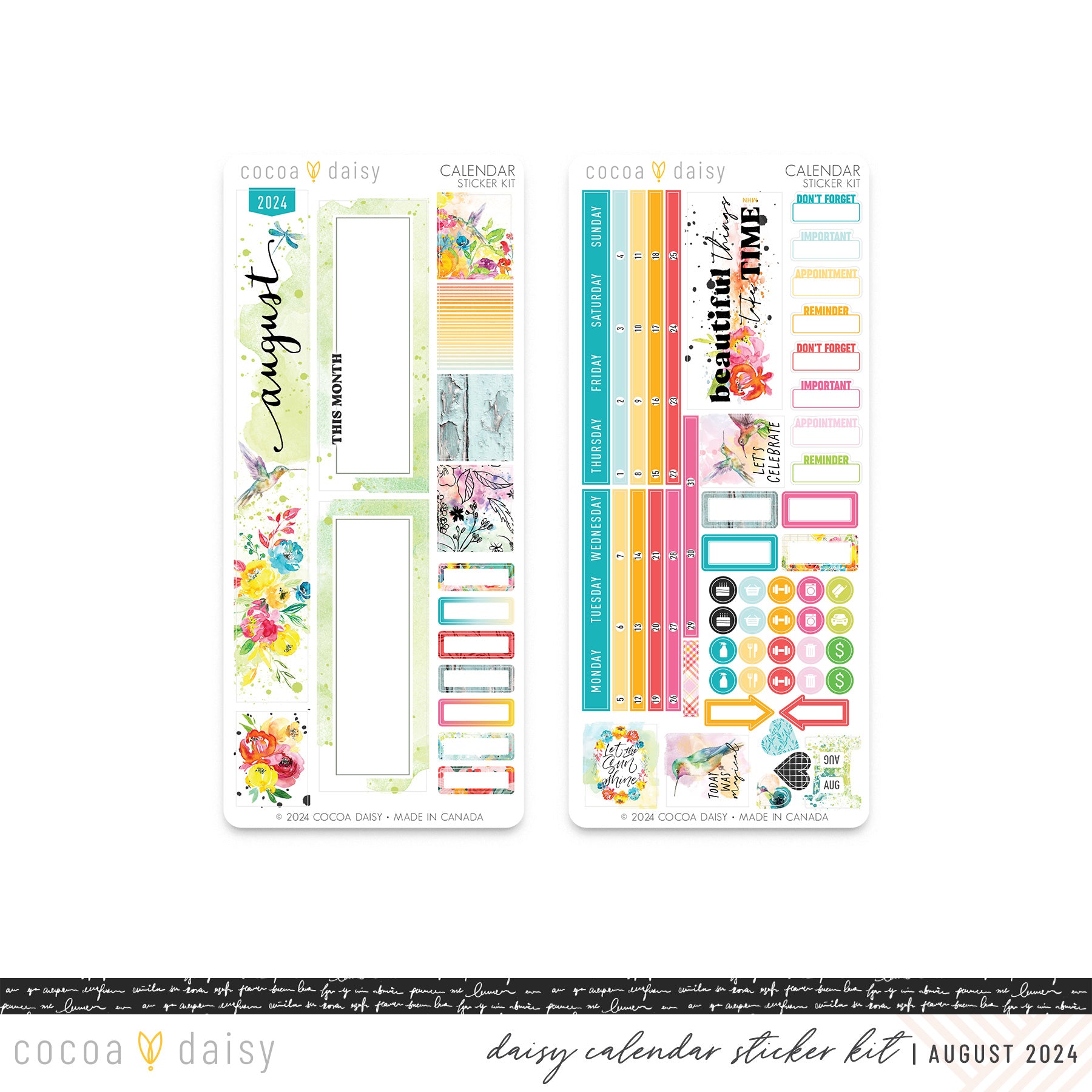 Sun-drenched Calendar Stickers for Daisy Weeks August 2024 – Cocoa Daisy