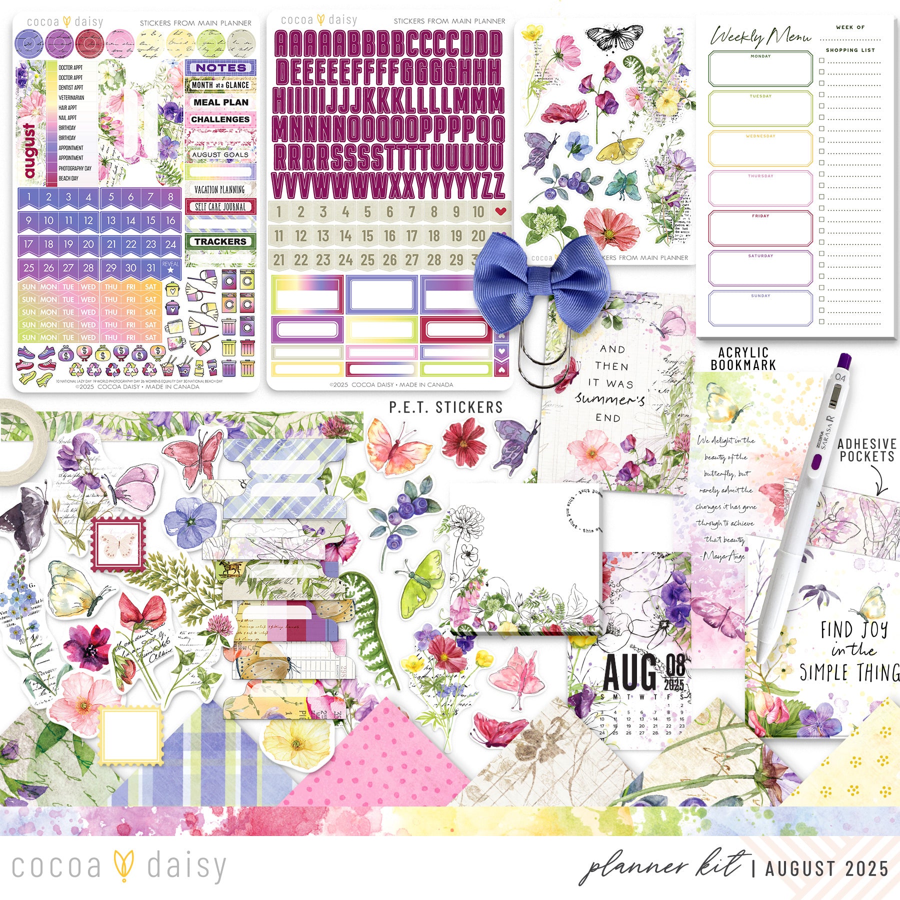 Flutterby Planner Kit - NO INSERTS - August 2025 – Cocoa Daisy
