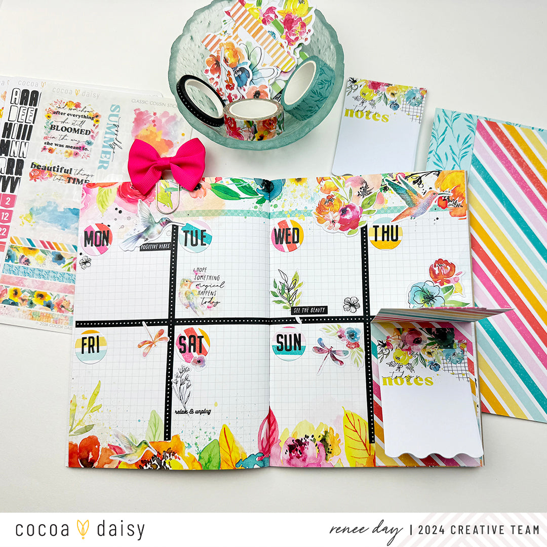 Daily Journaling Spread in the Sun-Drenched Daisy Notebook – Cocoa Daisy