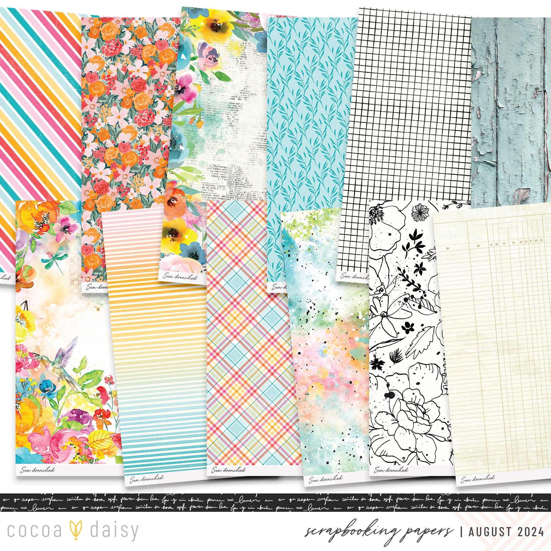 Sun-drenched 12x12 Set of Monthly Papers August 2024 – Cocoa Daisy