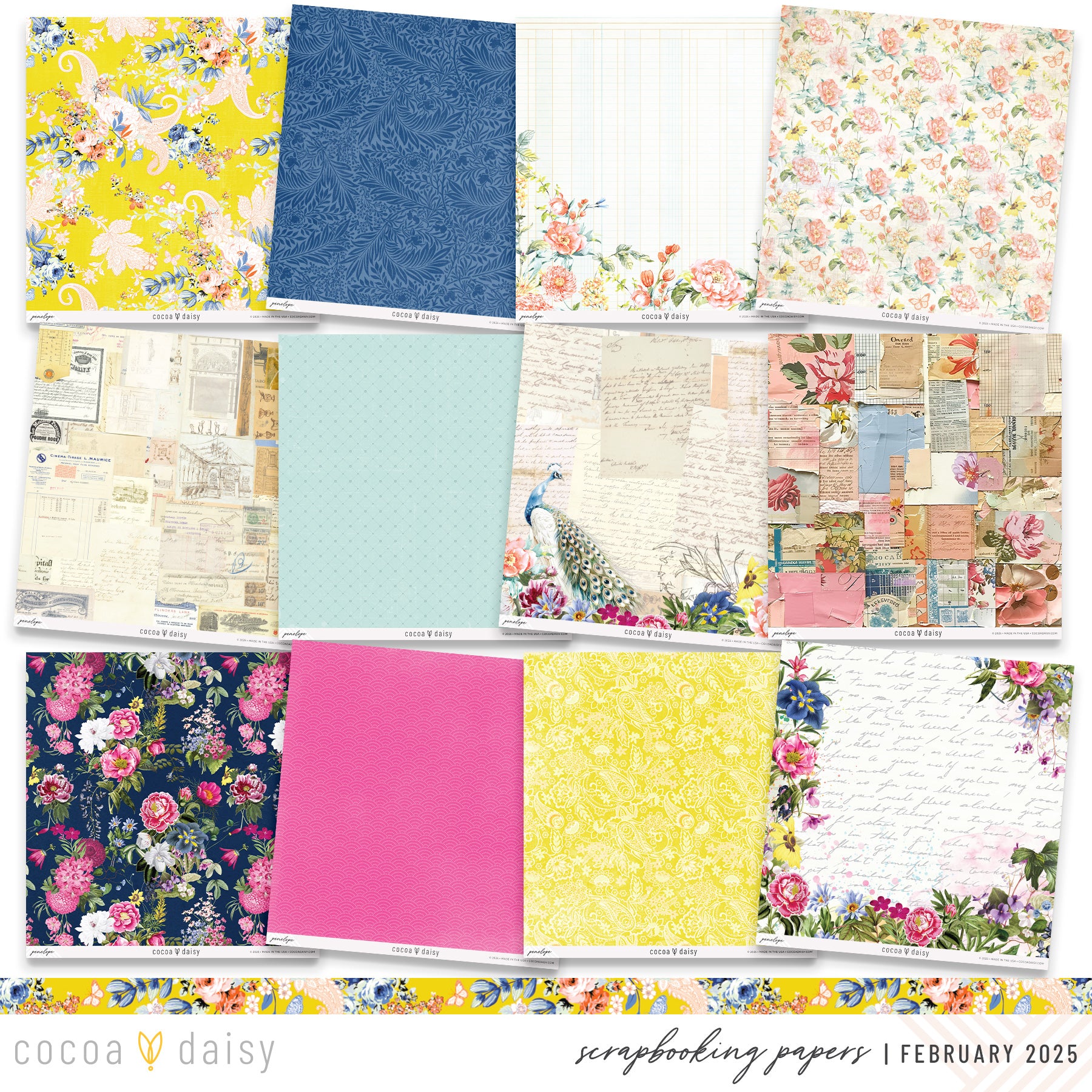 Penelope 12x12 Set of Monthly Papers - February 2025 – Cocoa Daisy