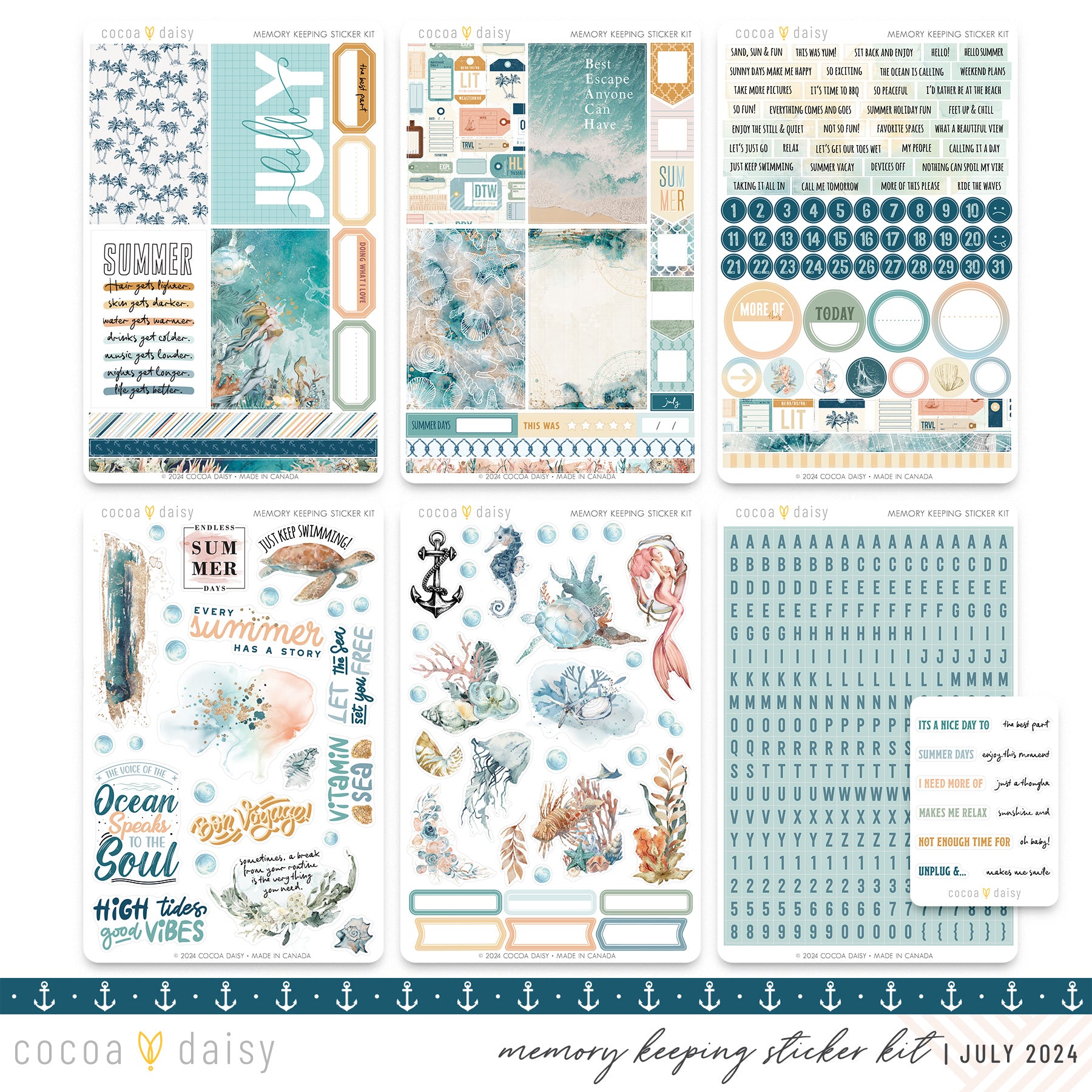 Into The Blue Memory Keeping Sticker Kit July 2024 – Cocoa Daisy