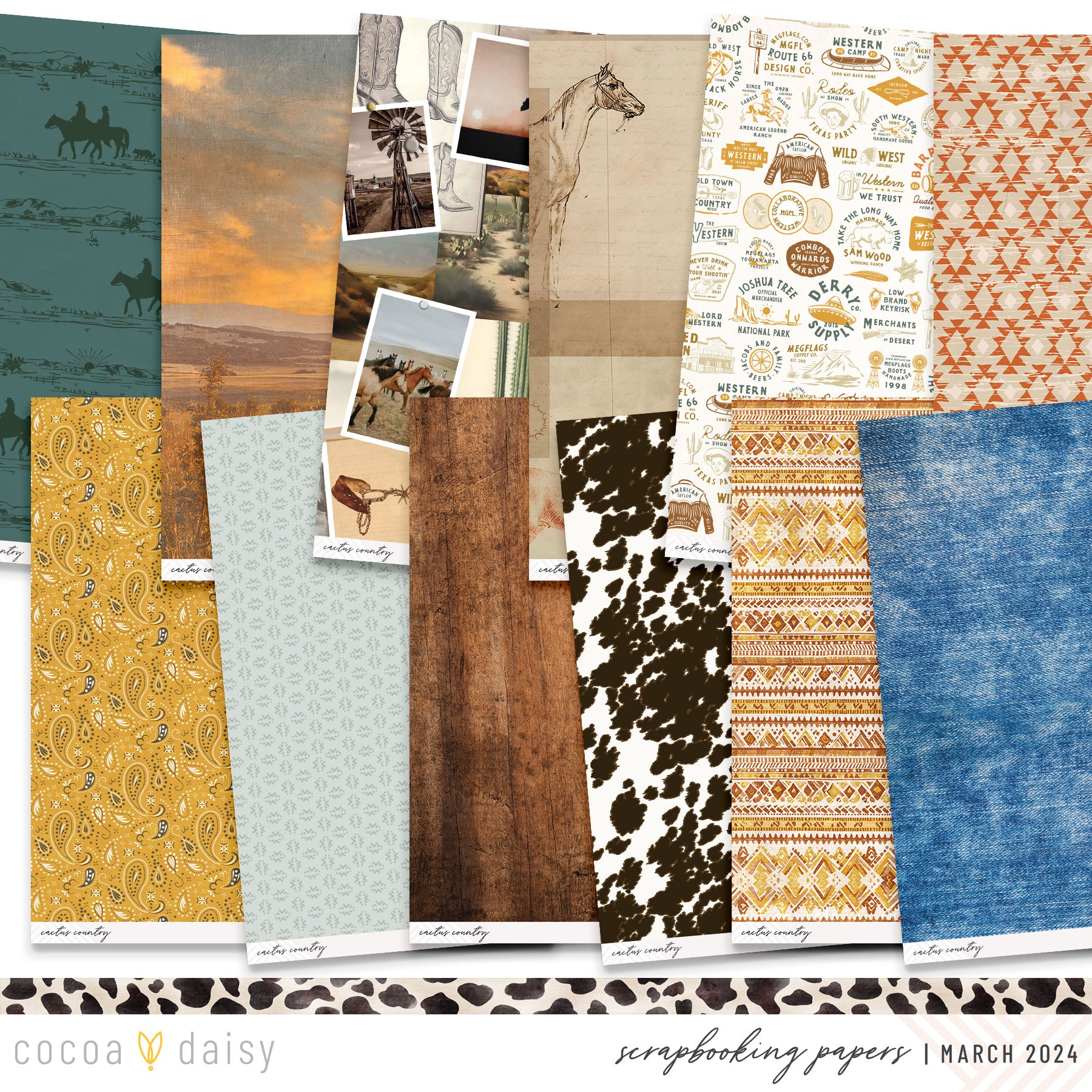 Big Sky 12x12 Set of Monthly Papers March 2024 – Cocoa Daisy