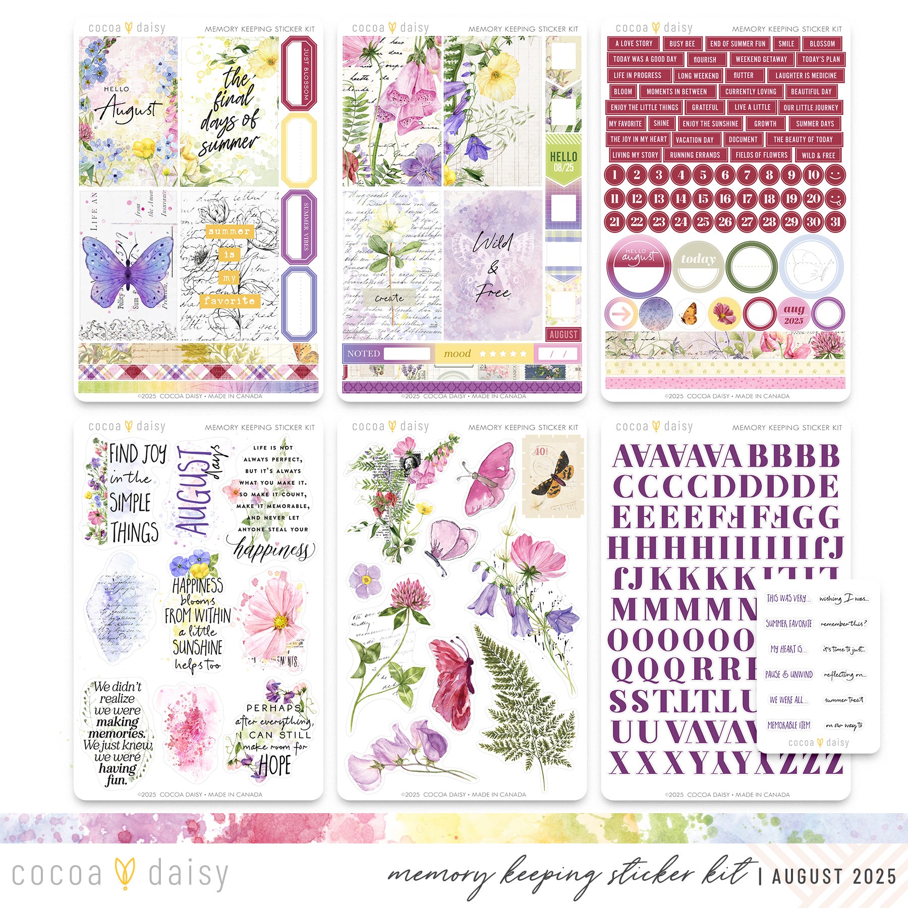 Flutterby Memory Keeping Sticker Kit - August 2025 – Cocoa Daisy