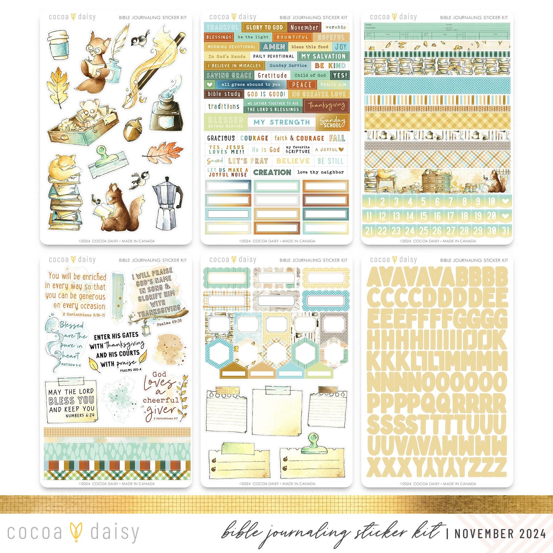 Chapters Bible Journaling Sticker Kit November 2024 – Cocoa Daisy