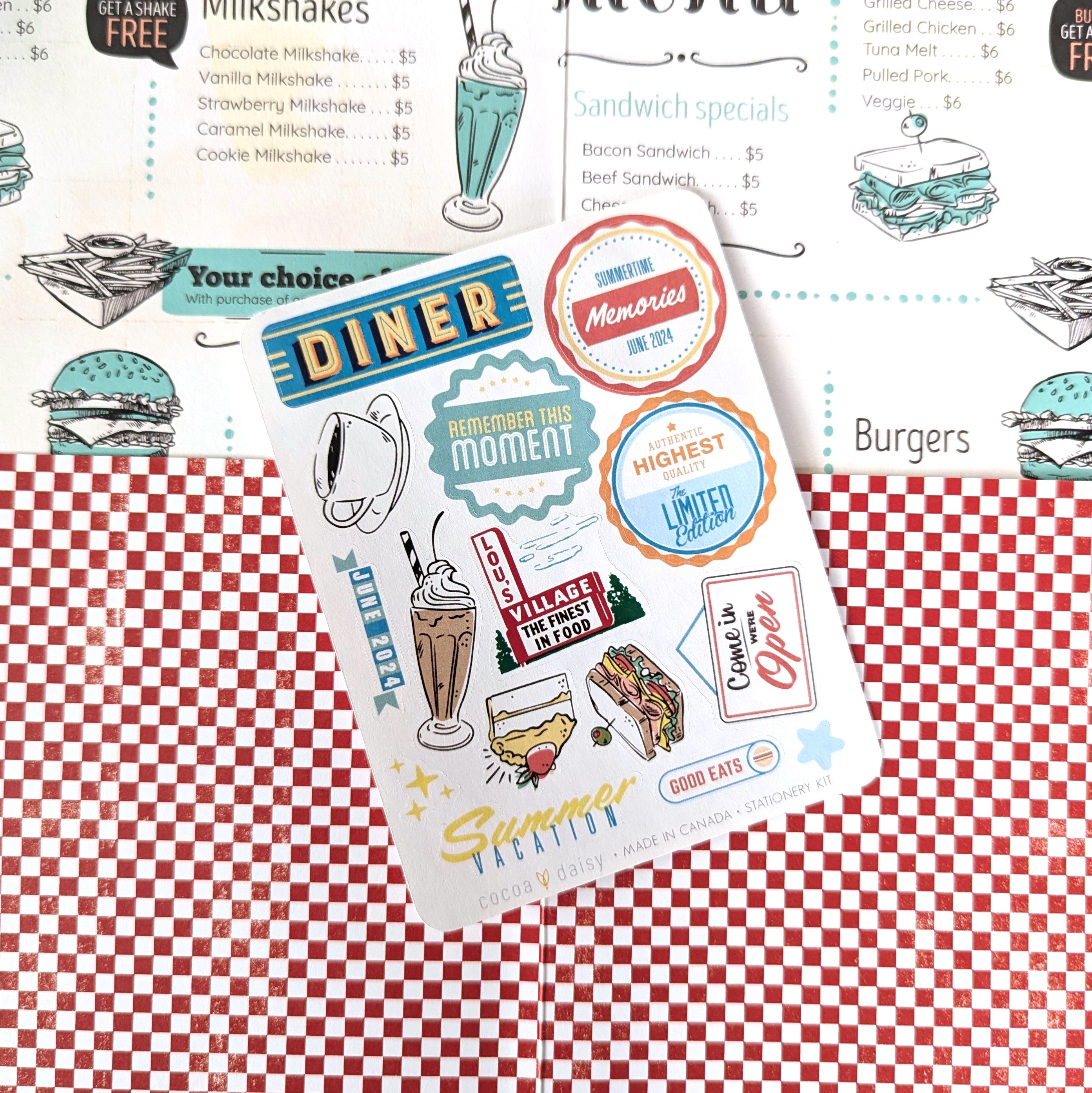 Let's Go Decorative "Diner" Sticker Sheet - June 2024 – Cocoa Daisy
