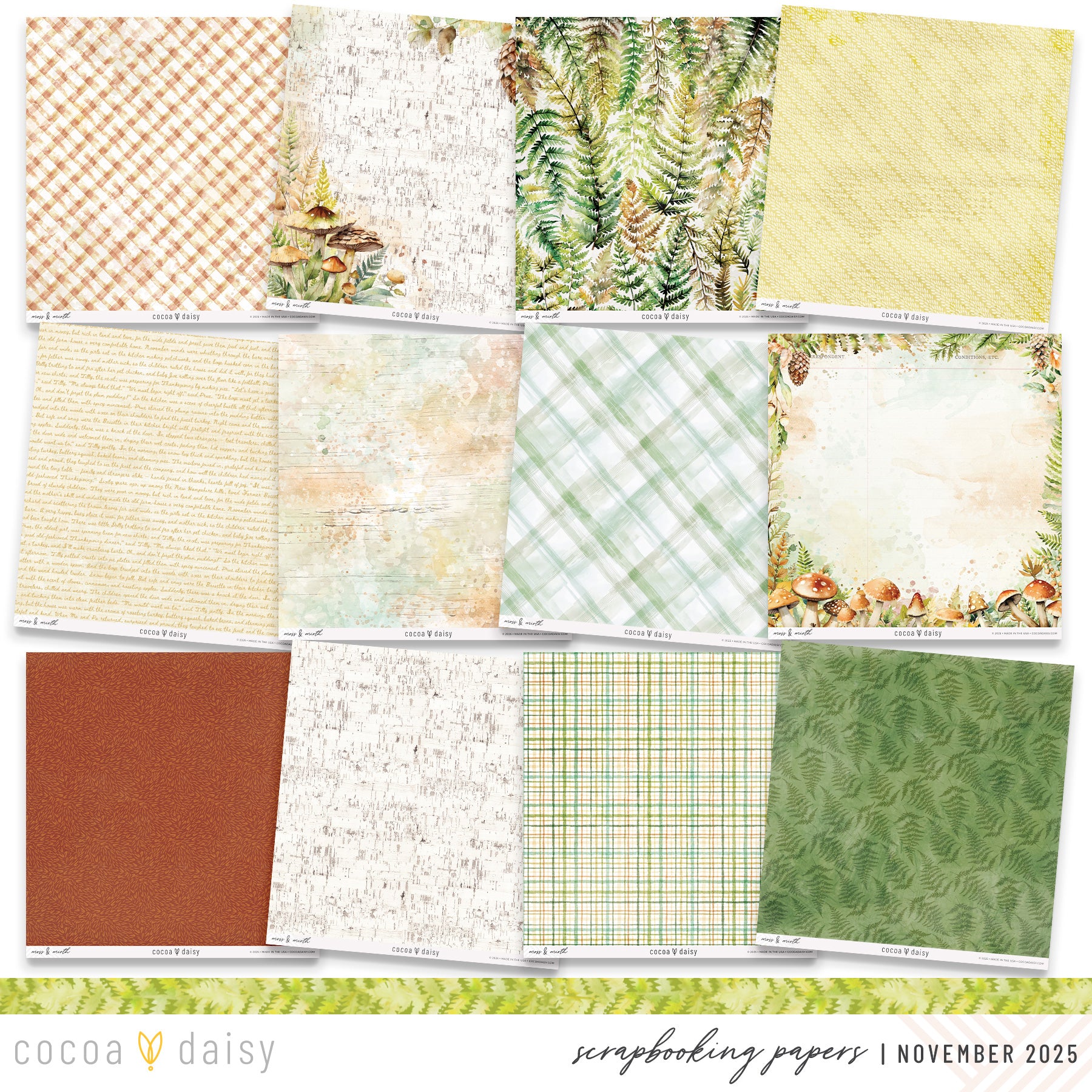 Moss & Mirth 12x12 Set of Monthly Papers - November 2025 – Cocoa Daisy