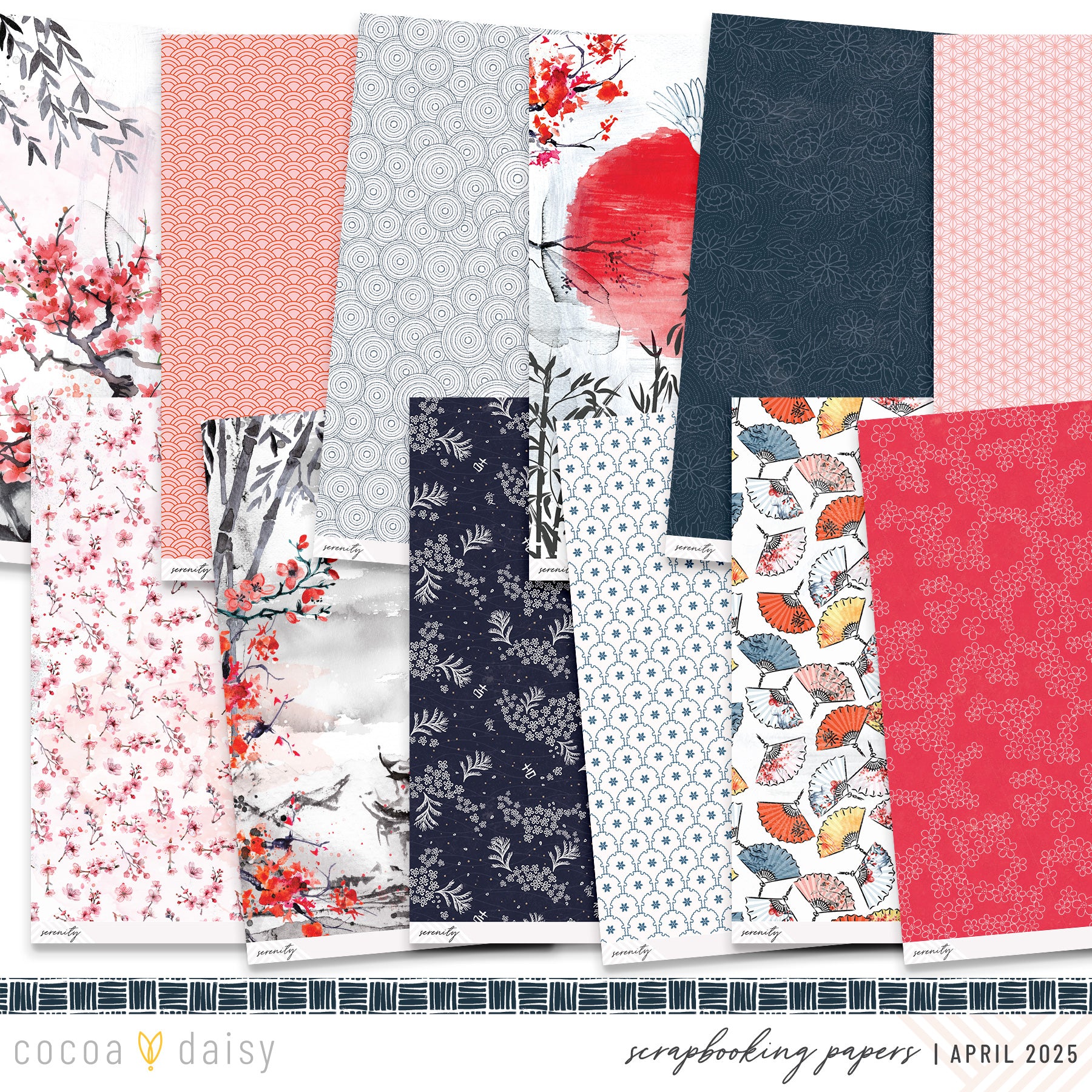 Serenity 12x12 Set of Monthly Papers - April 2025 – Cocoa Daisy