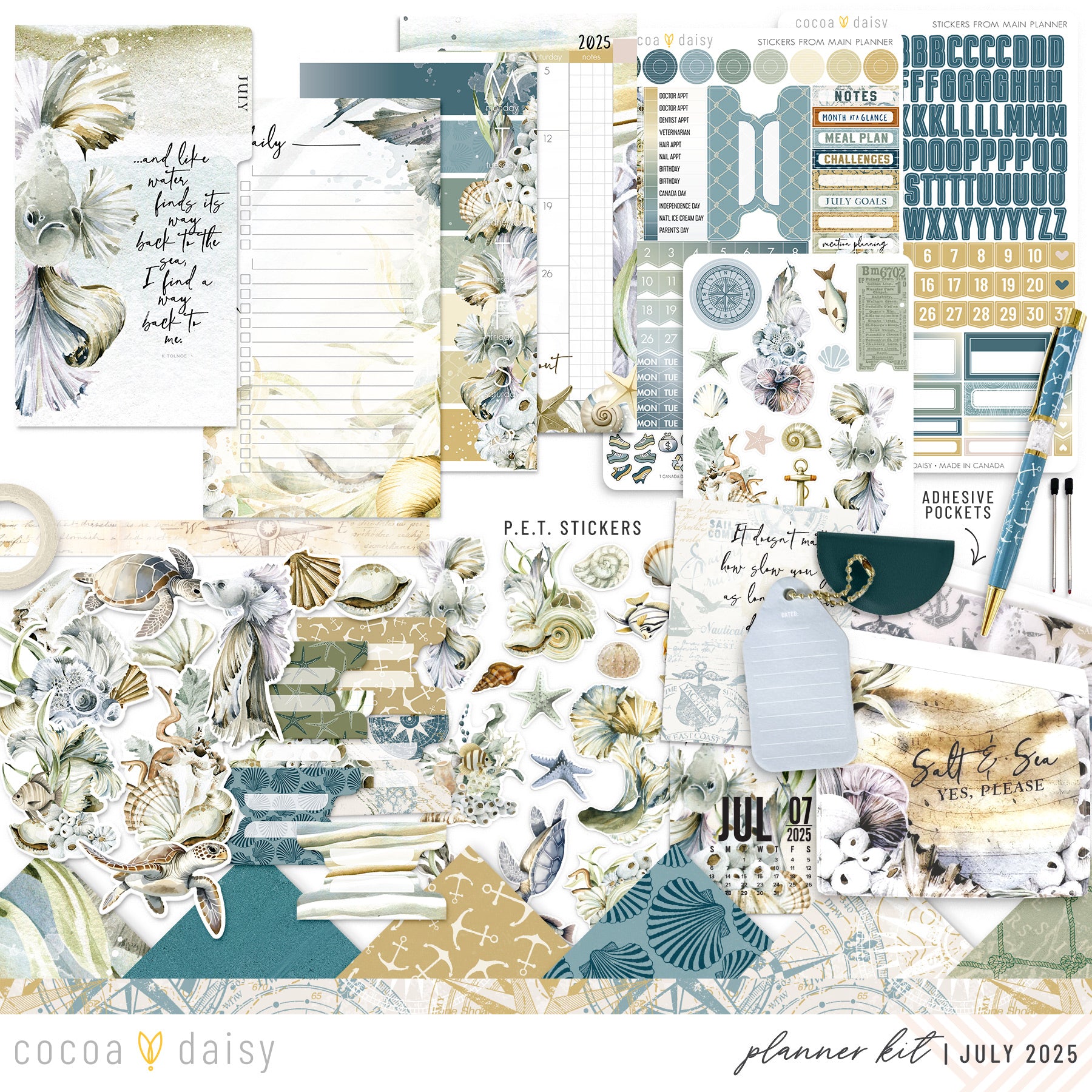 Where The Sea Dreams Planner Kit - Choose your insert or notebook - Ju ...