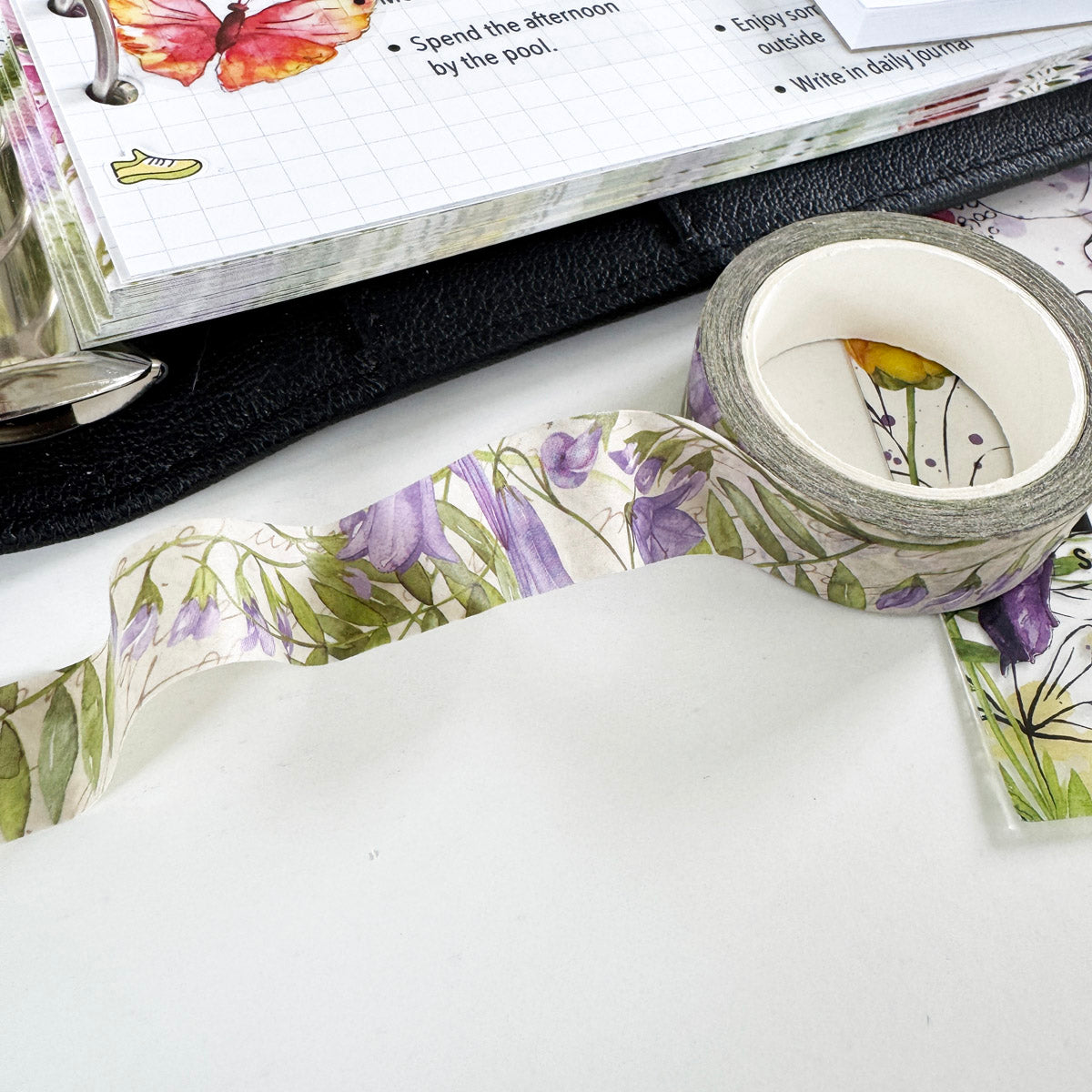 Flutterby "Purple Floral" 15 mm Regular Main Planner Washi - August 20 ...