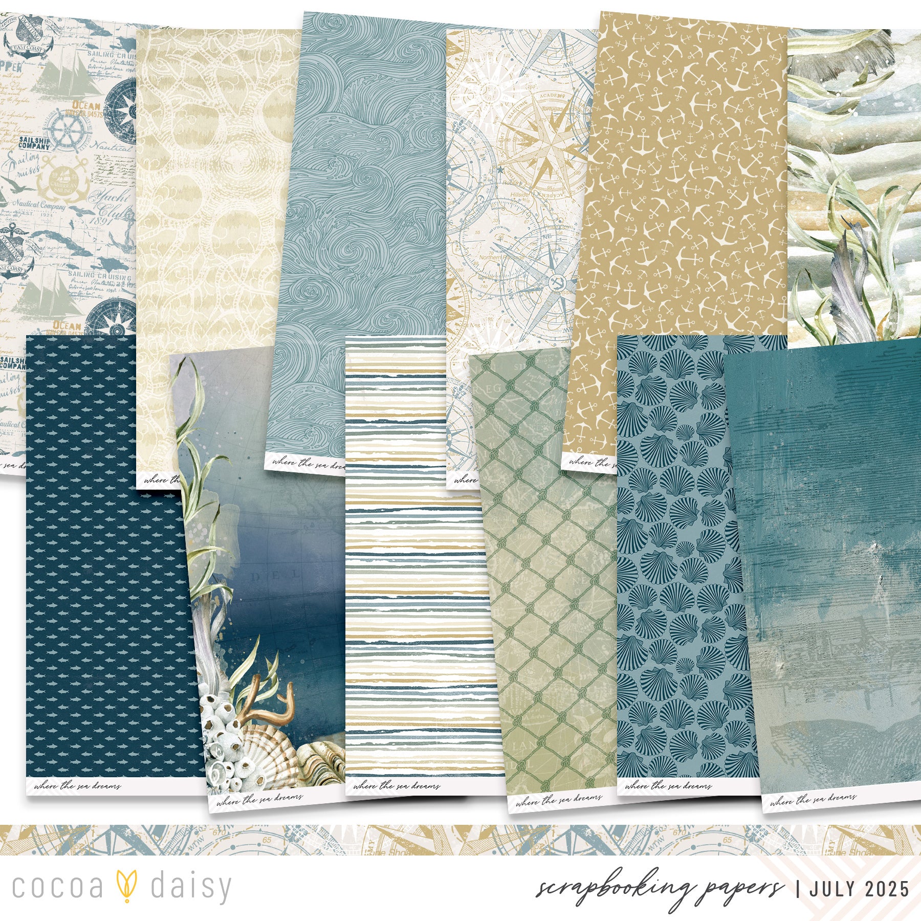Where The Sea Dreams 12x12 Set of Monthly Papers - July 2025 – Cocoa Daisy