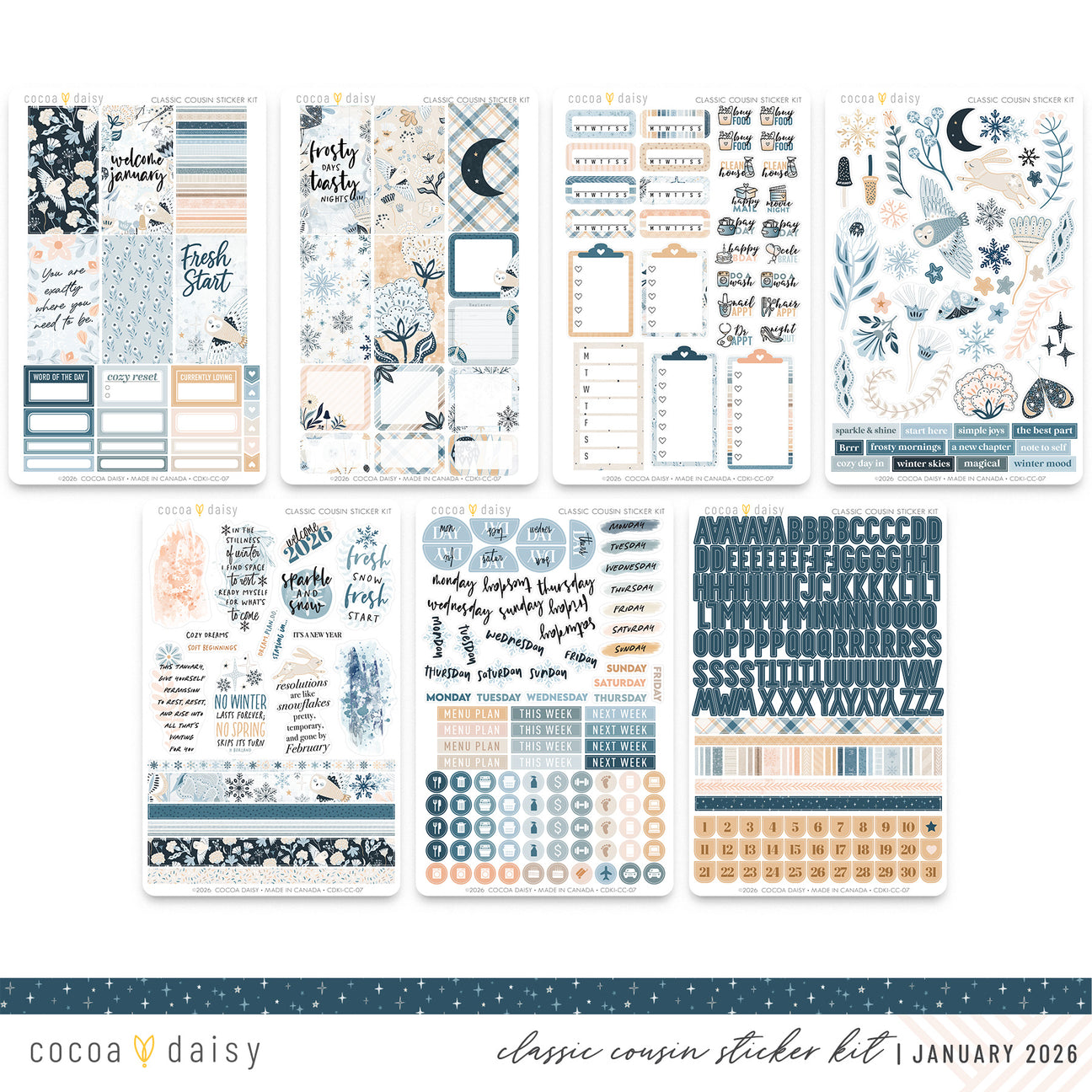 Wisdom And Wonder Classic Cousin Sticker Kit - January 2026 – Cocoa Daisy